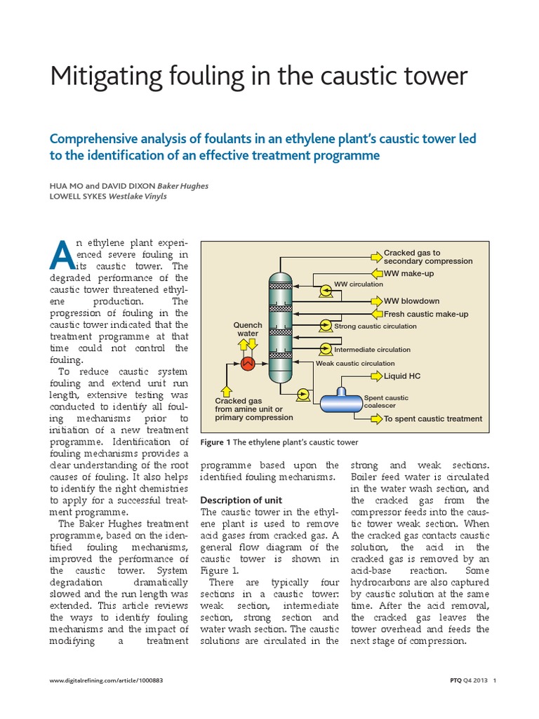 Mitigating Fouling in The Caustic Tower PDF | PDF | Polymerization ...