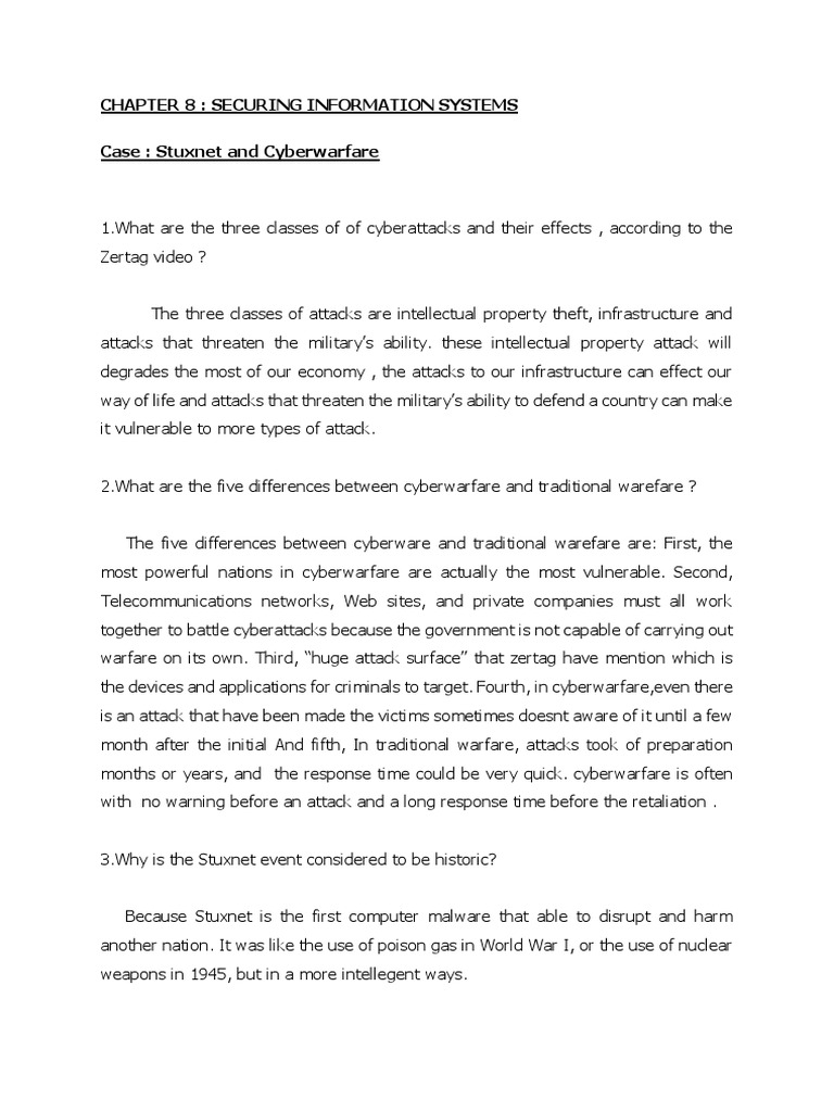 Chapter 8 Securing Information Systems Pdf Cyberwarfare Security