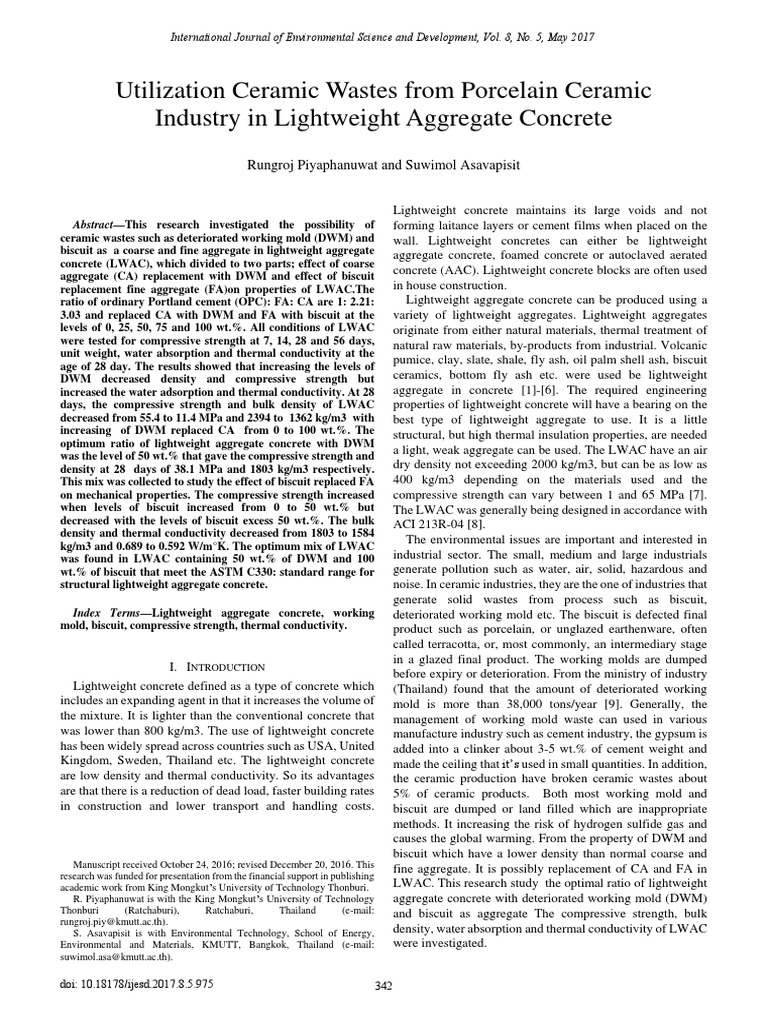 Utilization Ceramic Wastes From Porcelain Ceramic Industry in ...