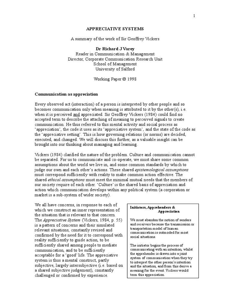 Appreciative Systems | PDF | System | Communication