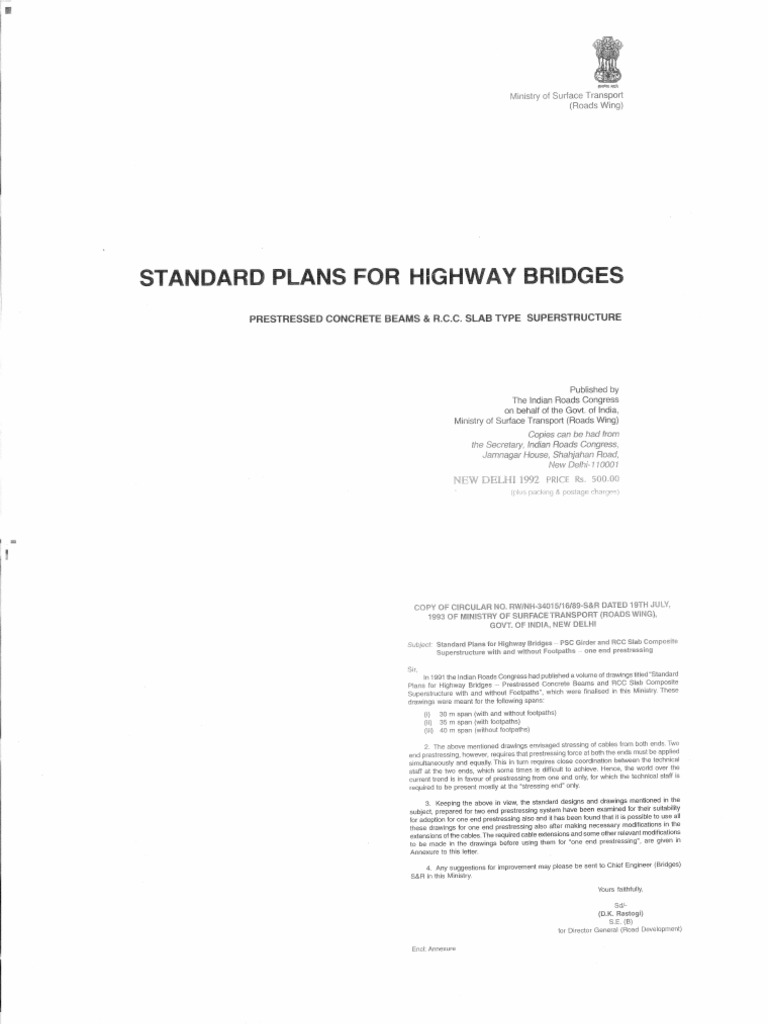 Standard Plans For Highway Bridges R.C.C. T-Beam & Slab Superstructure ...