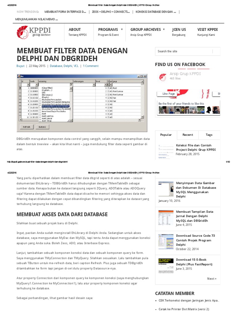 Membuat Filter Data Dengan Delphi Dan DBGridEh - KPPDI Group Archive | PDF