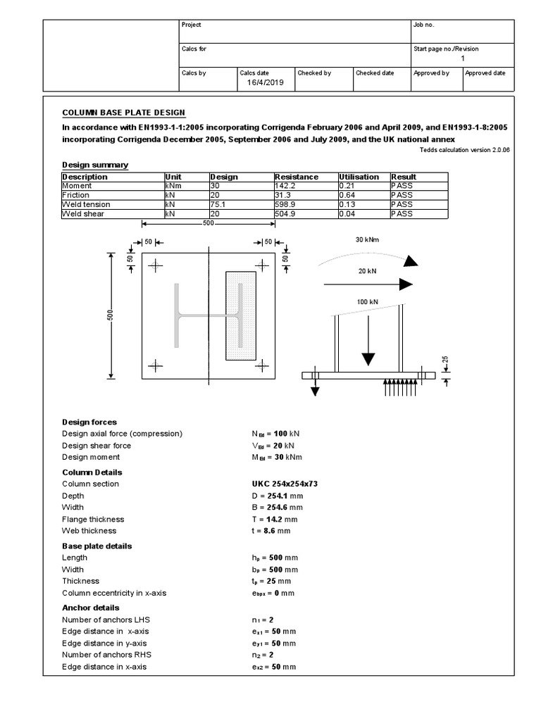 Column Base Plate | PDF | Applied And Interdisciplinary Physics ...