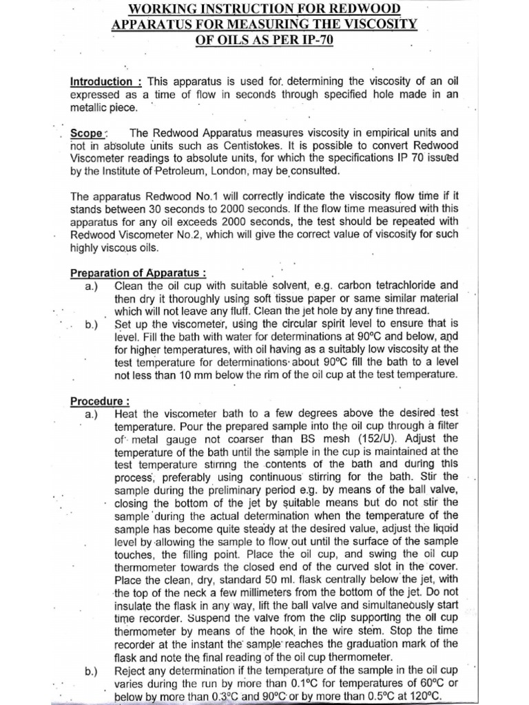 Redwood Viscometer NO1 | PDF