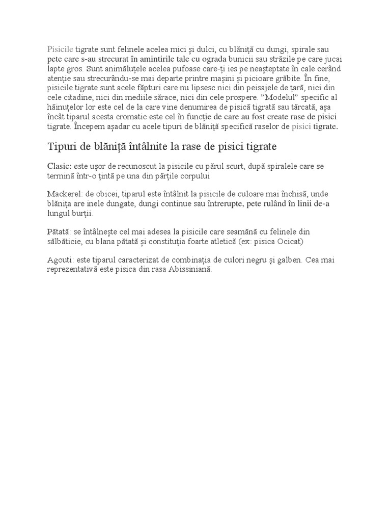 Pisicile Tigrate | PDF