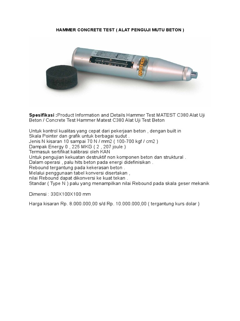 Alat Uji Hammer Test Beton MATEST C380 | PDF