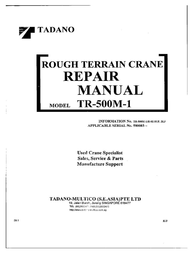 TR-500M-1 Hyd & Electrical Drawing PDF | PDF