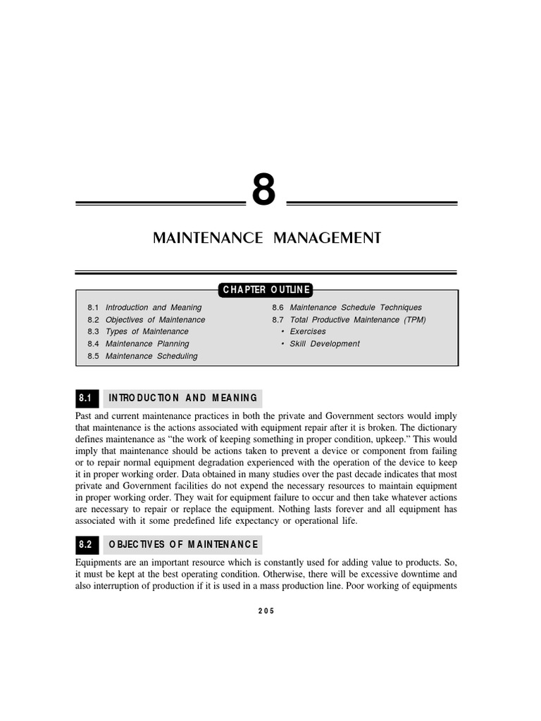 Chapter 8 - Maintenance Management | PDF | Six Sigma | Reliability ...