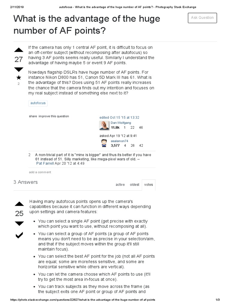 What Is The Advantage of The Huge Number of AF Points?: 3 Answers | PDF ...