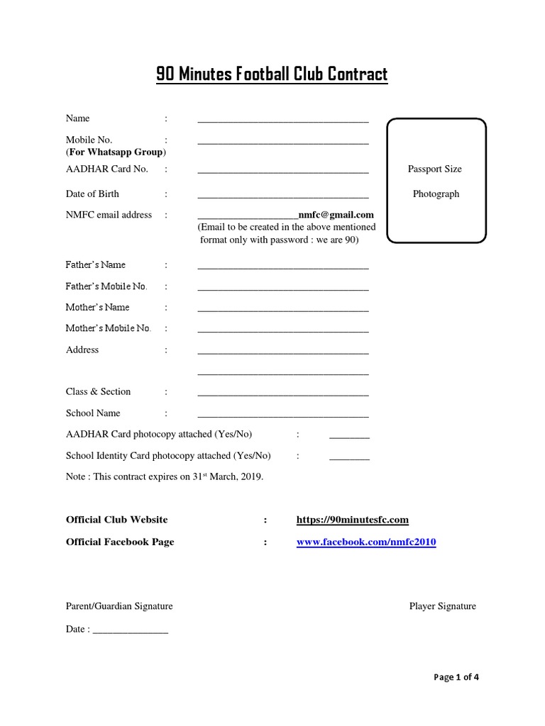 Football Club Contract Agreement | PDF | The Guardian | Social Institutions