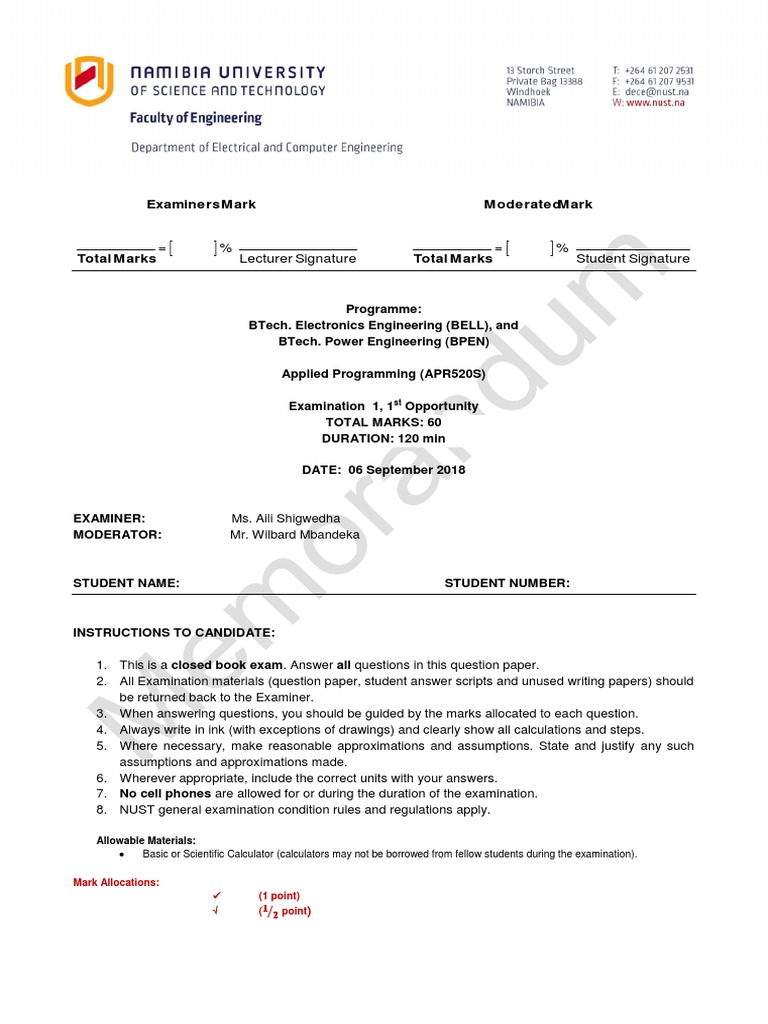 Sample-Exam 1-In C | PDF | Computer Program | Programming