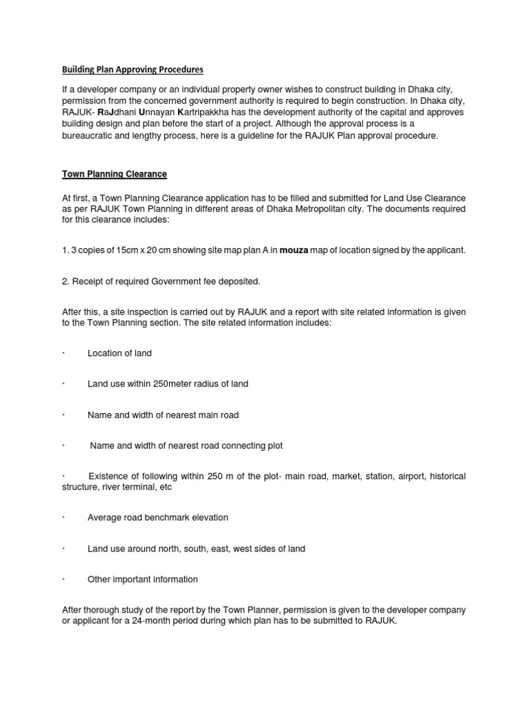 RAJUK Building Plan Approval Guide | PDF | Business | Nature
