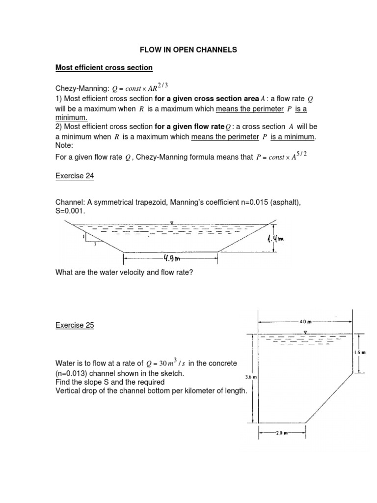 Determining the Most Efficient Cross-Sectional Shapes for Open Channel ...
