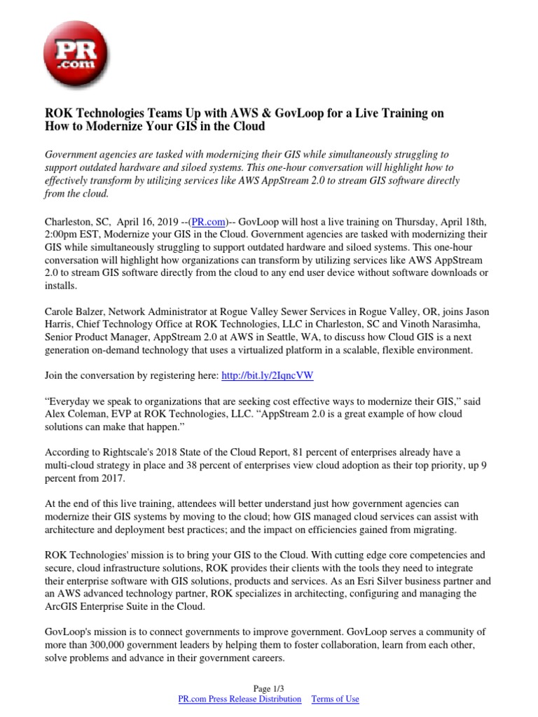 ROK Technologies Teams Up With AWS & GovLoop For A Live Training On How To Modernize Your GIS in ...