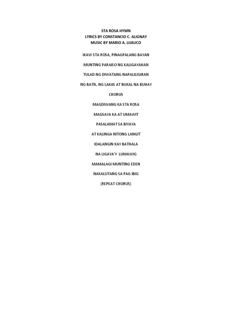 Sta Rosa Hymn PDF | PDF