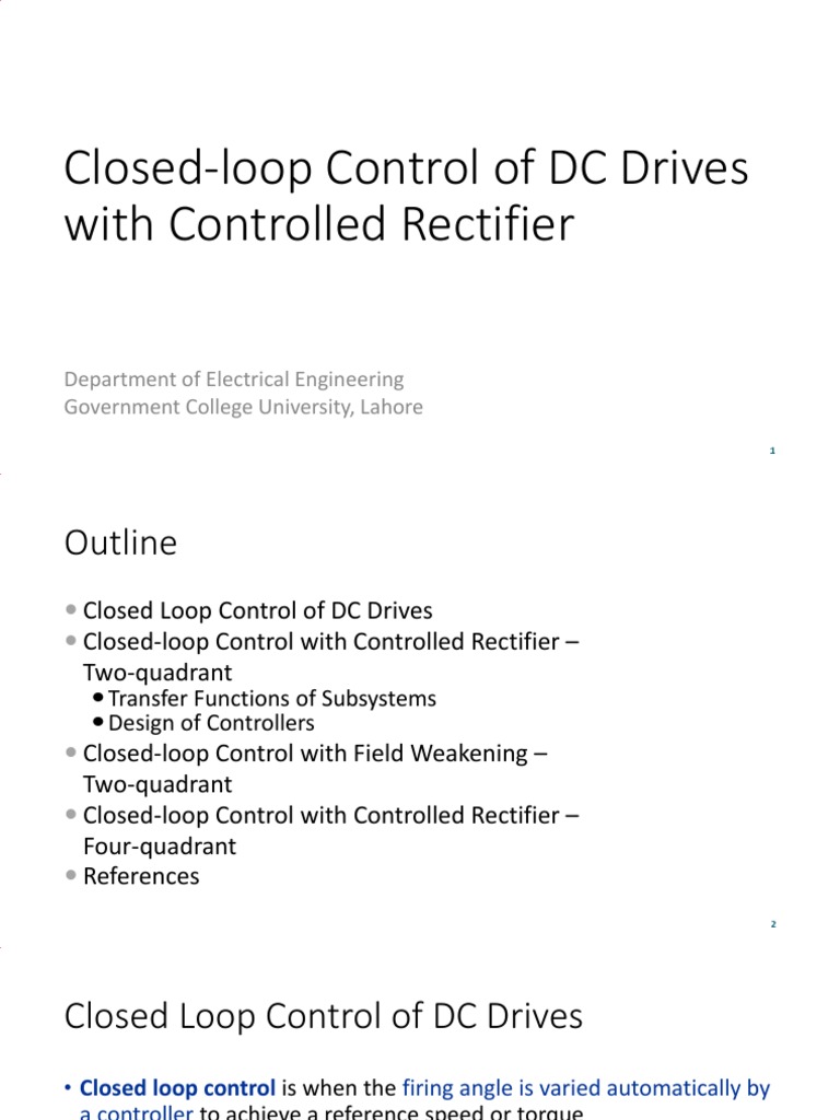 Lecture 9 Controlled Rectifier DC Drives-Closed Loop PDF | PDF ...