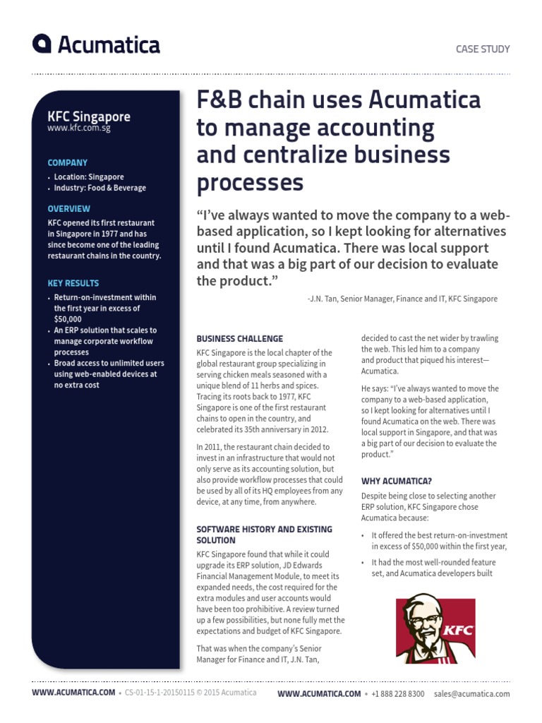 Acumatica Case Study KFC | PDF | Cloud Computing | Web Application