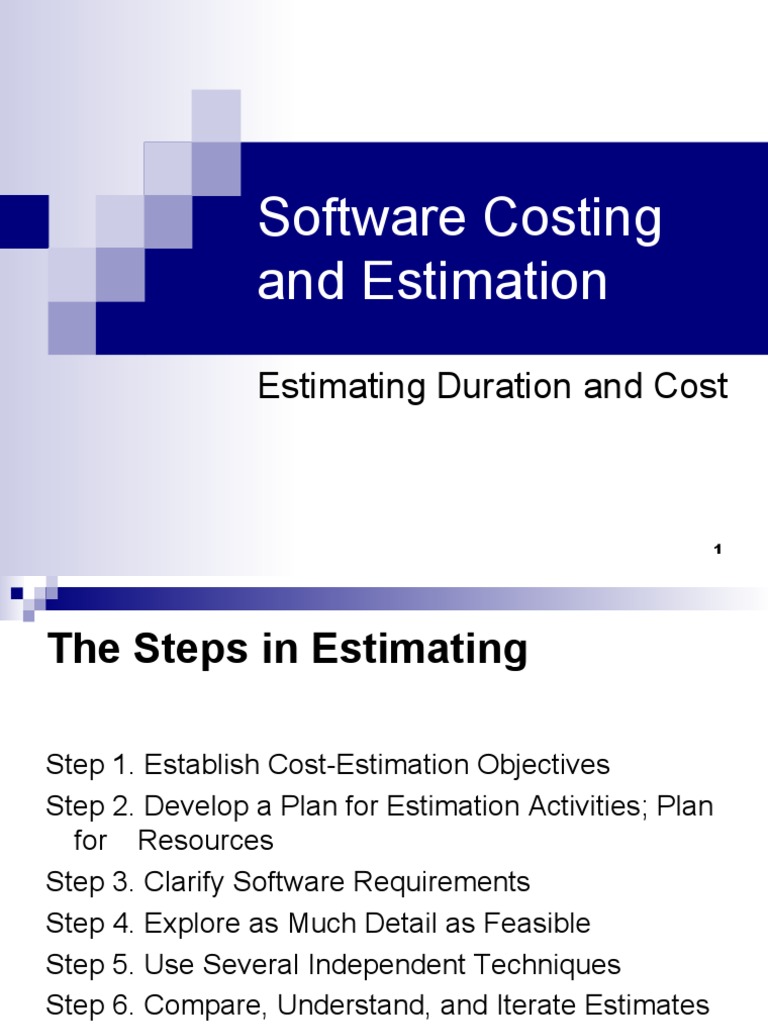 Software Costing and Estimation: Estimating Duration and Cost | PDF ...