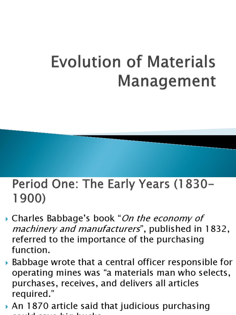 Evolution of Materials Management | PDF | Supply Chain | Supply Chain ...