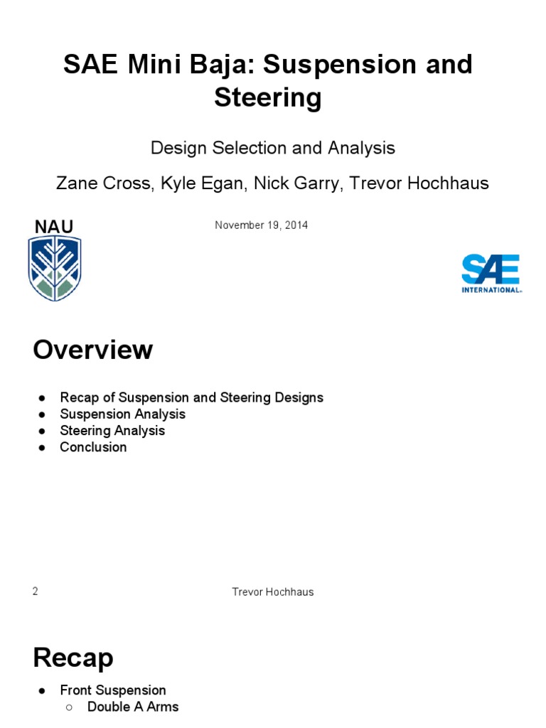 SAE Mini Baja: Suspension and Steering: Design Selection and Analysis ...