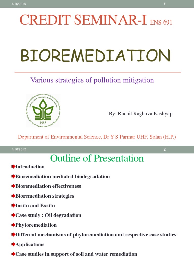 Bioremediation And Phytoremediation Recent Applications Of