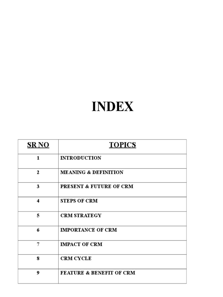 Index: SR No Topics | PDF | Strategic Management | Sales