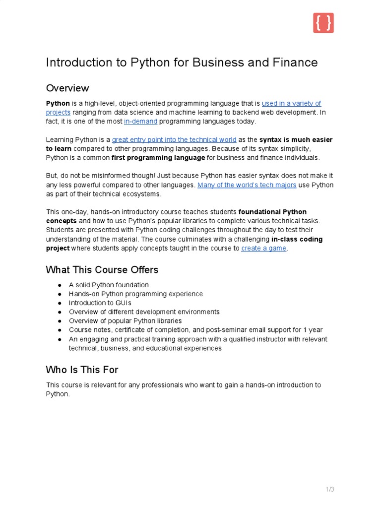 OneDay IntrotoPython PDF | PDF | Python (Programming Language ...