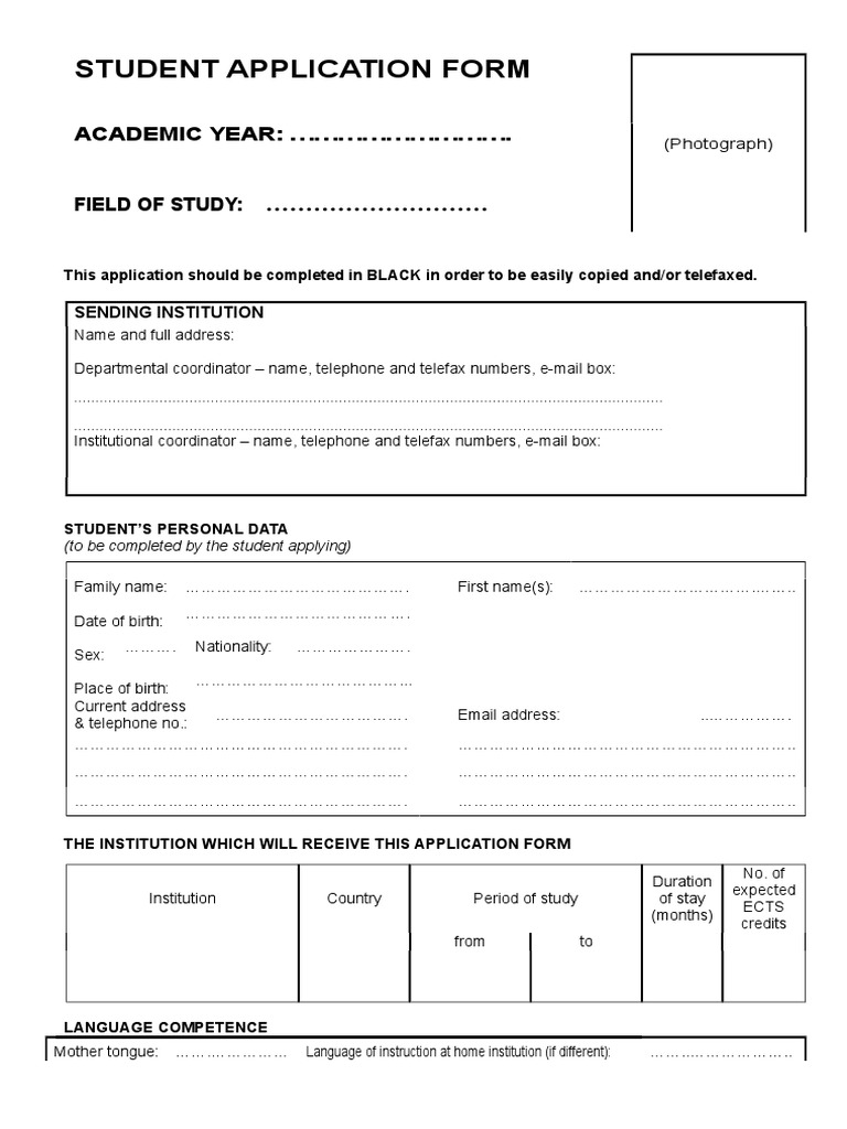 Student Application Form: ACADEMIC YEAR | PDF | Academia | Cognition