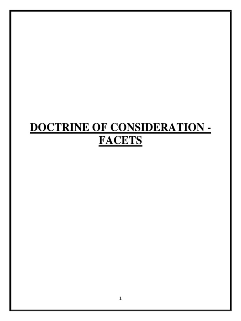 Doctrine of Consideration - Facets | PDF | Consideration | Offer And ...