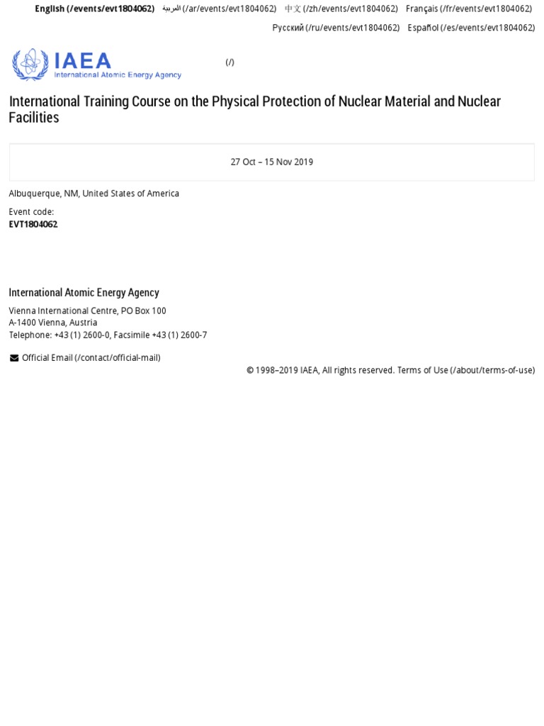International Training Course On The Physical Protection of Nuclear ...