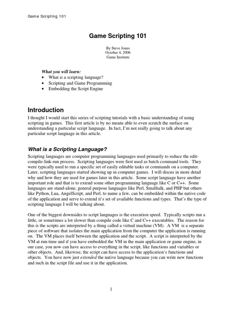 Game Scripting 101 | Download Free PDF | Scripting Language | C++