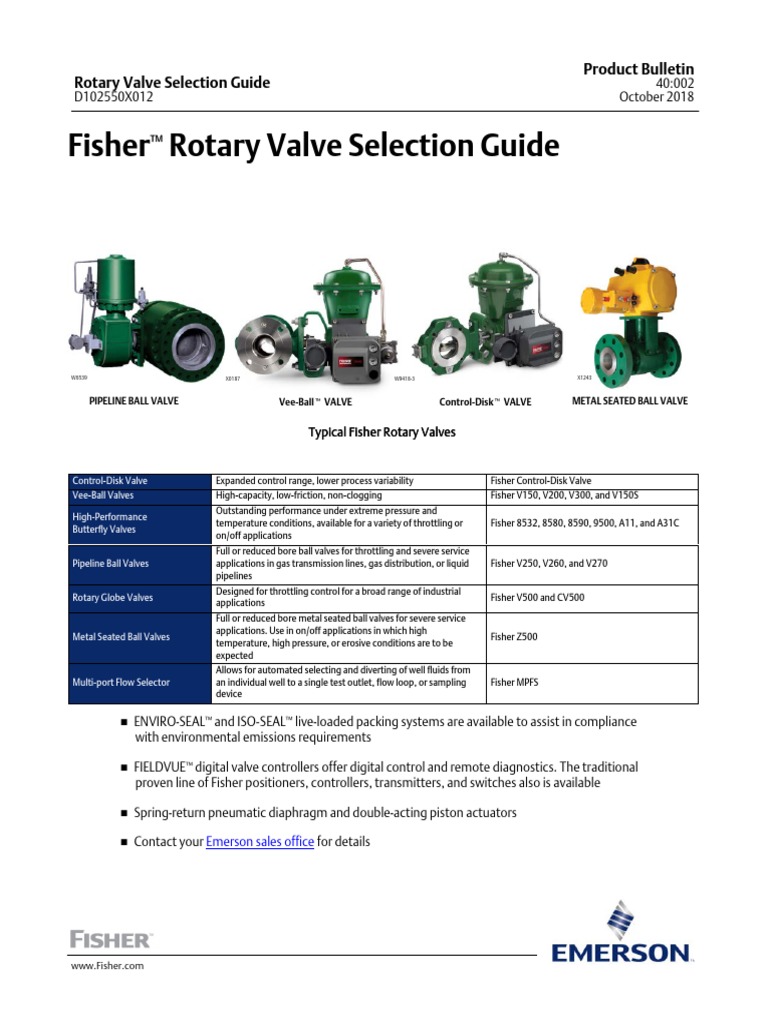 Product Bulletin Fisher Rotary Valve Selection Guide en 135280 | PDF ...