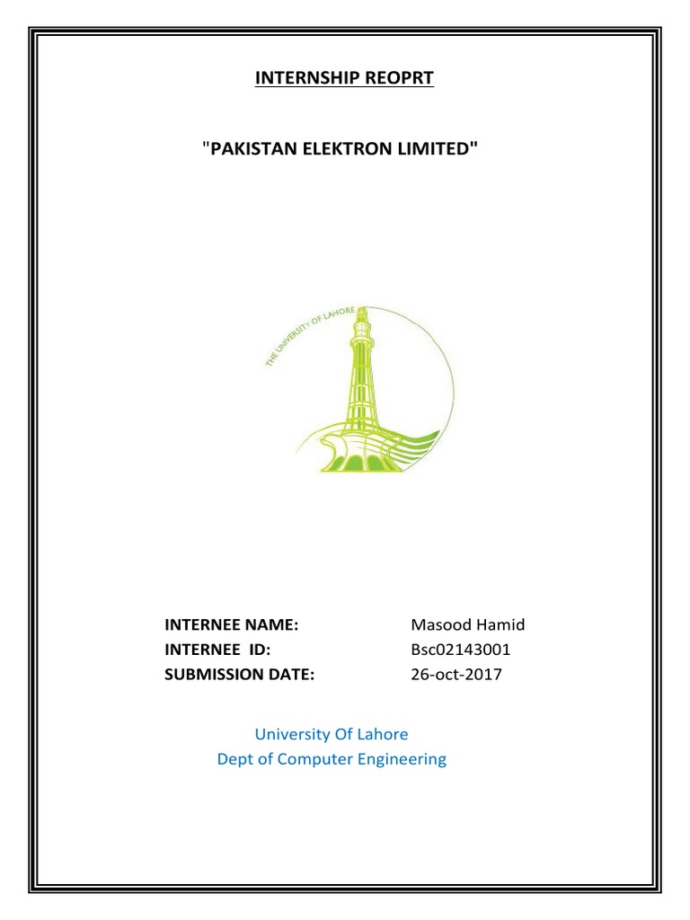 Pakistan Elektron Limited Internship Reoprt Download Free Pdf Programmable Logic 
