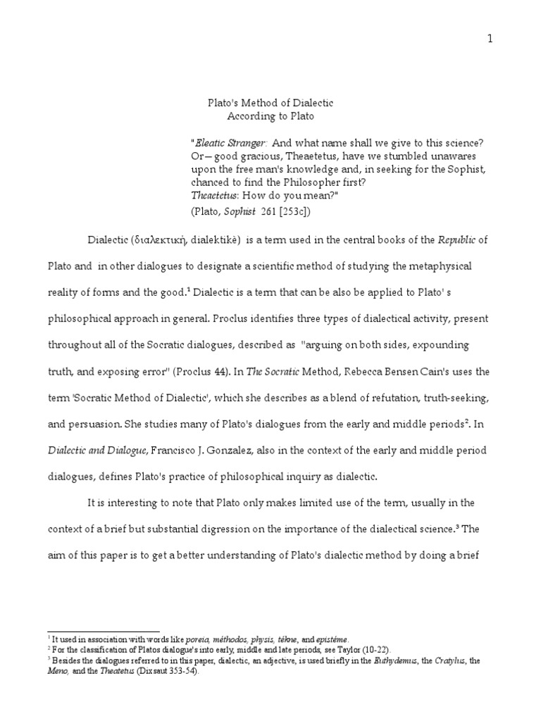 Platos Dialectical Method Pdf Plato Dialectic
