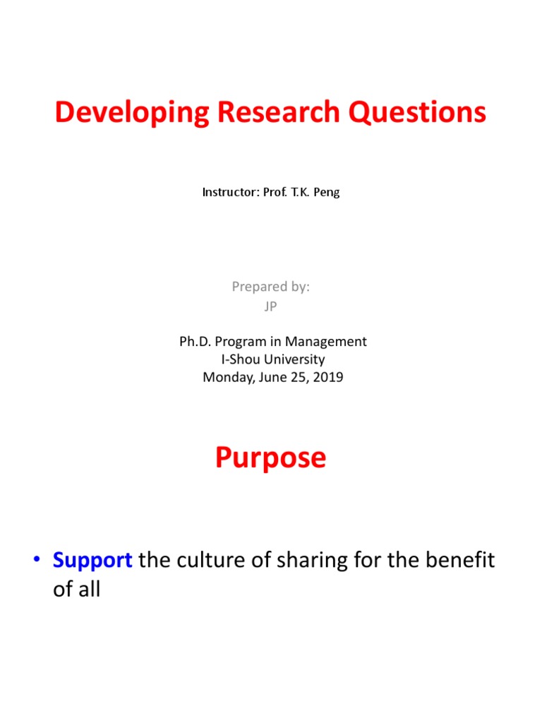 Developing Research Questions-JP | PDF | Theory | Motivation