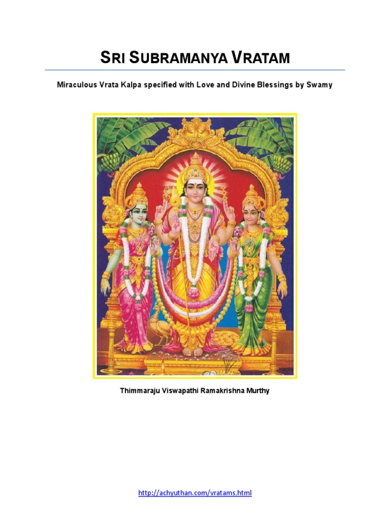 Sri Subramanya Vratam English | PDF | Religion And Belief