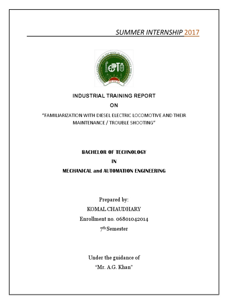 Summer Internship: Industrial Training Report ON | PDF