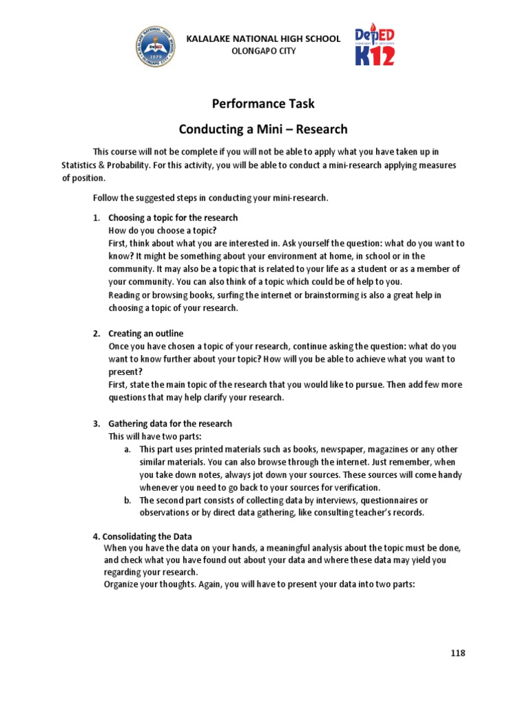 Conducting A Mini - Research (4 - 9) | PDF | Statistics | Data