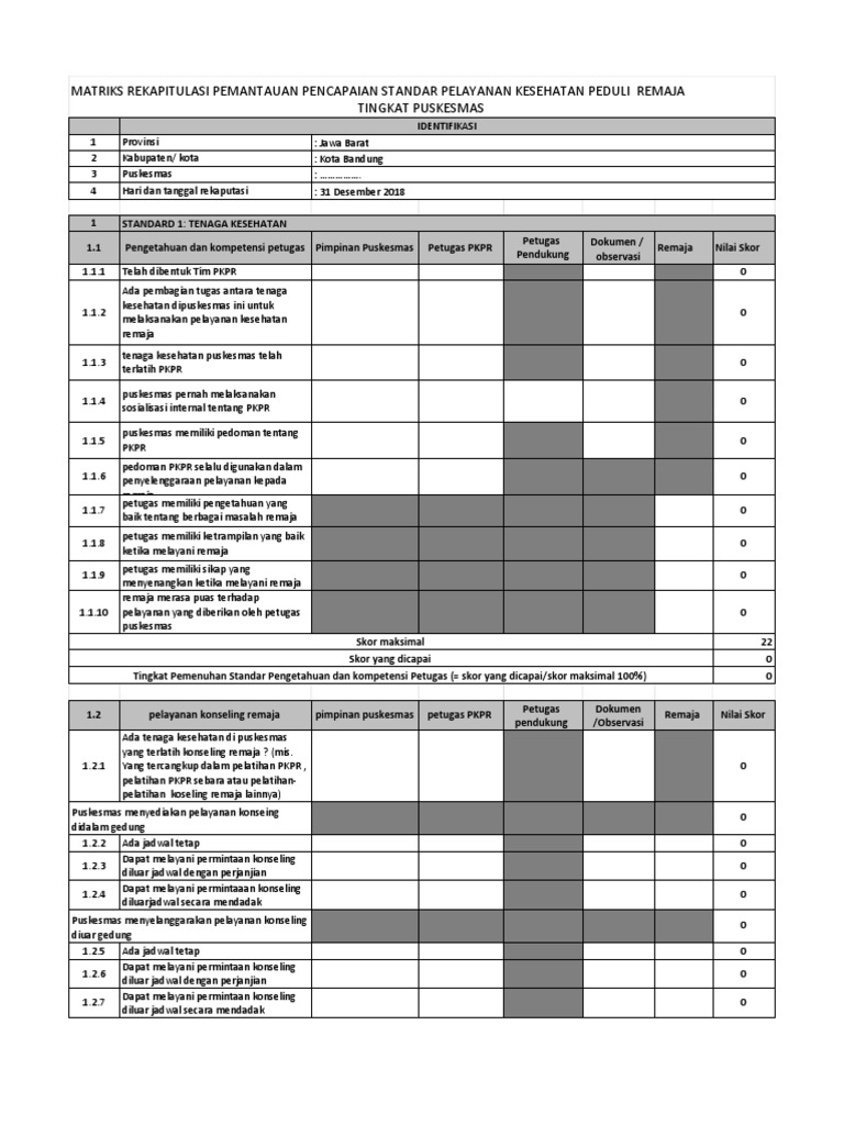 Matriks SN PKPR Tahun 2018 | PDF