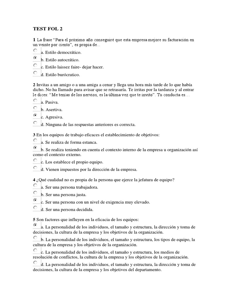 Test Fol 2 | PDF | Temor | Comunicación