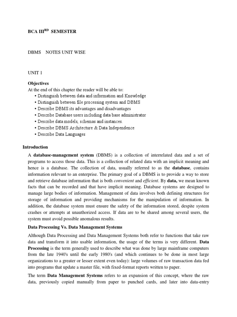 Dbms PDF | Download Free PDF | Data Model | Databases