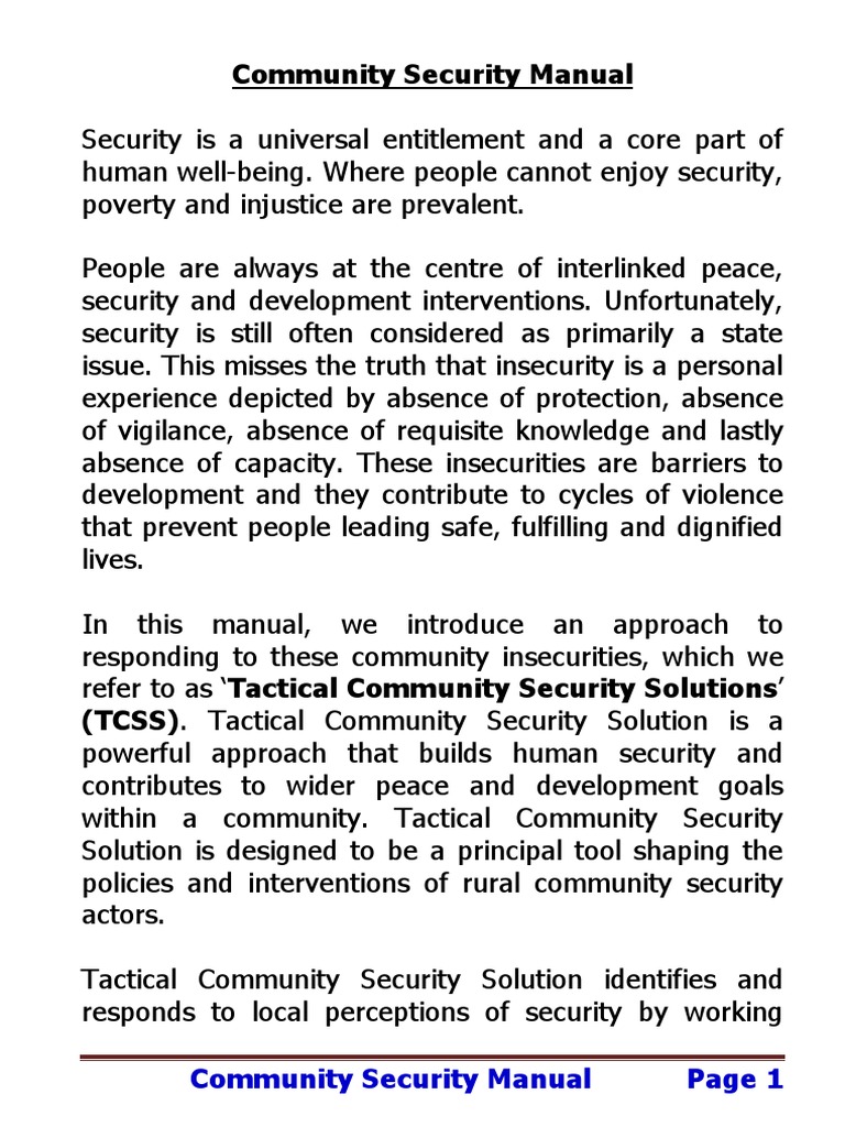 Community Security Manual | PDF | National Security | Security