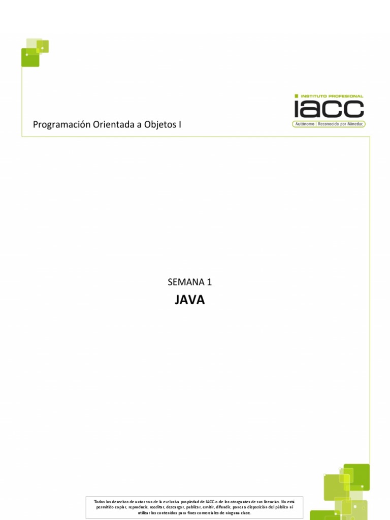 Introducción a Java y POO: Semana 1 | PDF | máquina virtual de Java | Java (lenguaje de ...