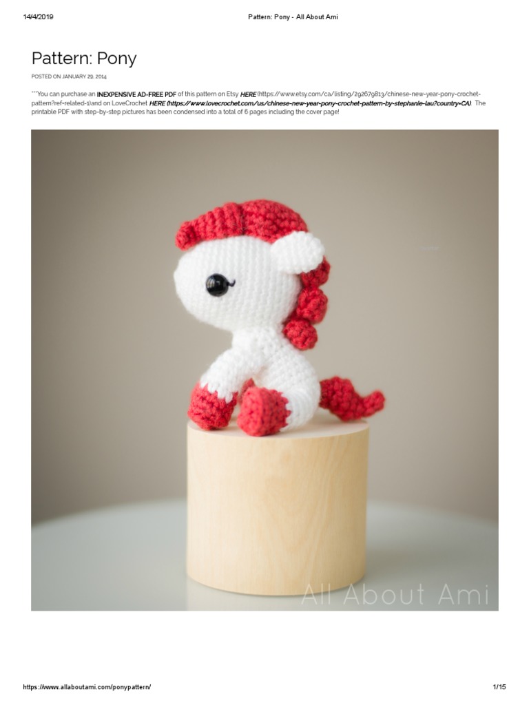 Pattern - Pony - All About Ami | PDF | Crochet | Textile Arts