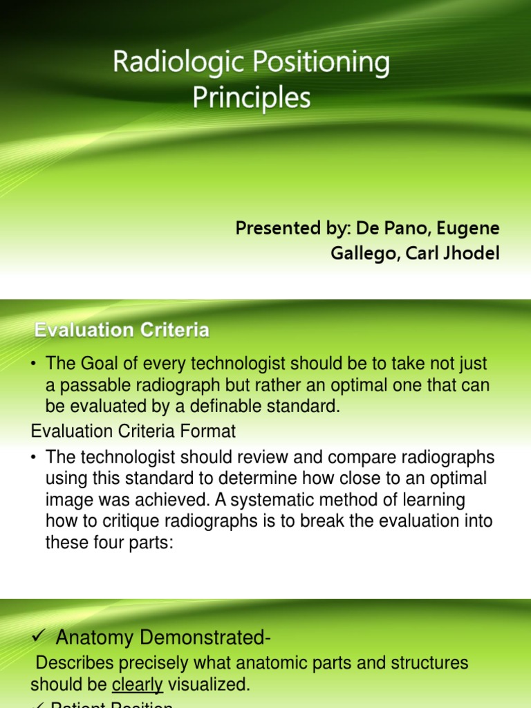 Radiologic Positioning Principles | PDF | Radiology | Radiography