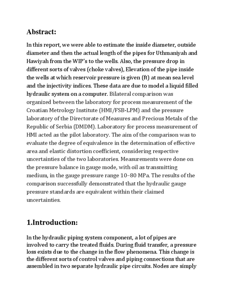 Report On Hydraulic System | PDF | Hydraulics | Pressure