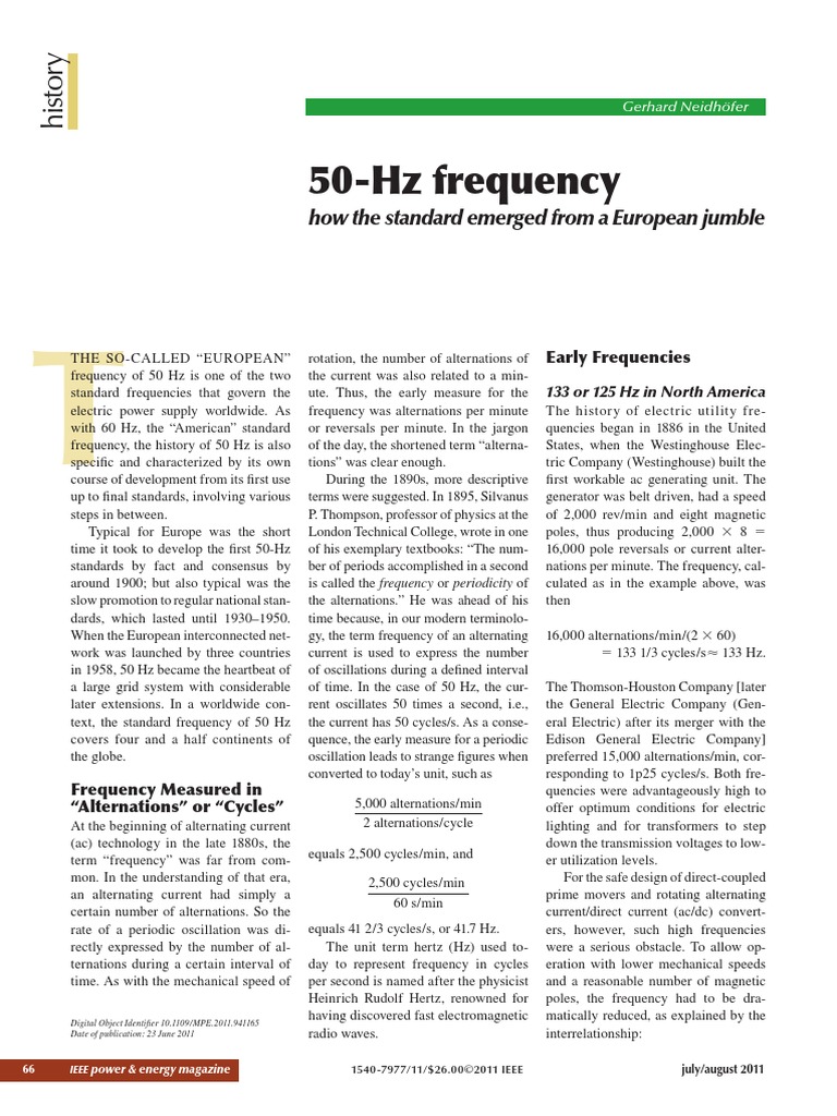 50-Hz Frequency PDF | PDF | Alternating Current | Frequency