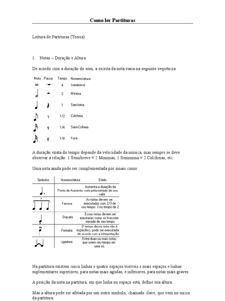 Como Ler Partituras | PDF | Teoria da Música | Notação
