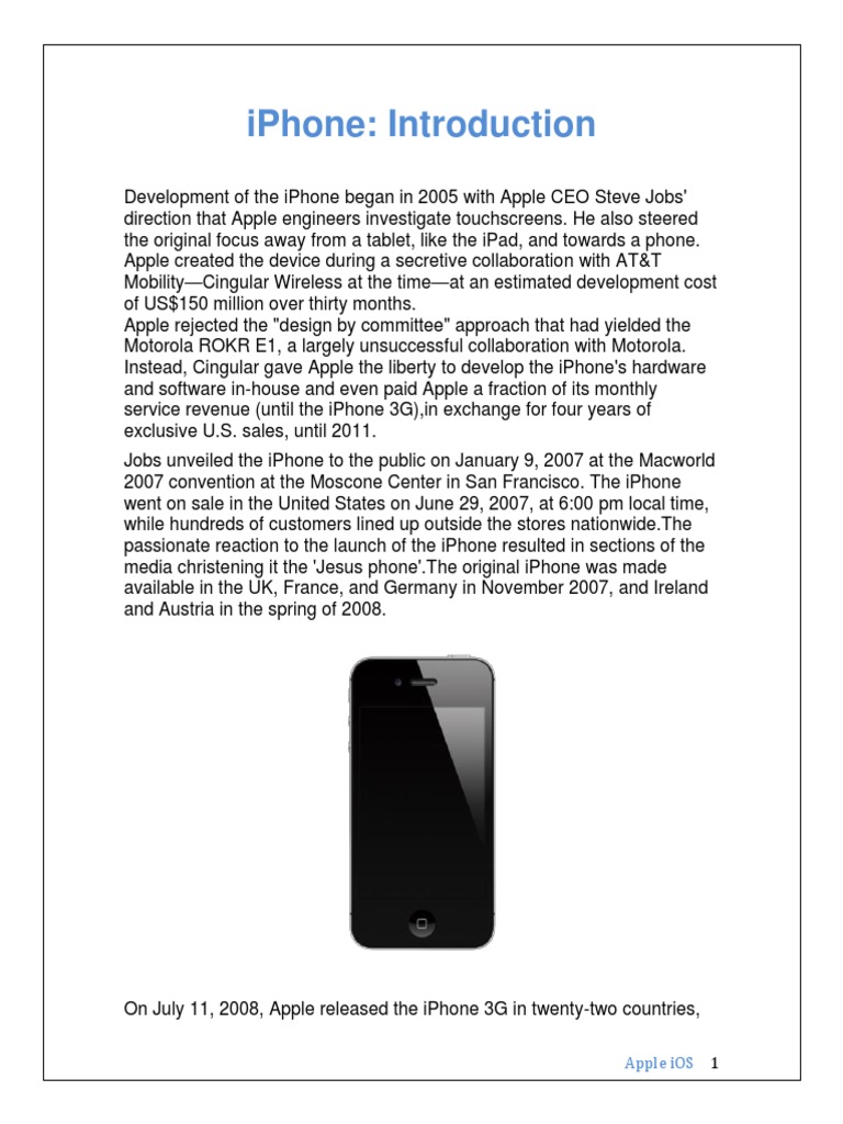 Iphone: Introduction: Apple Ios | PDF | Ios | I Pod Touch