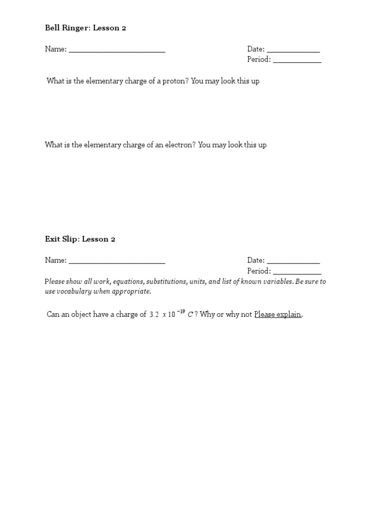 Lesson 2 - Bell Ringer & Exit Slip PDF | PDF | Teaching Methods & Materials